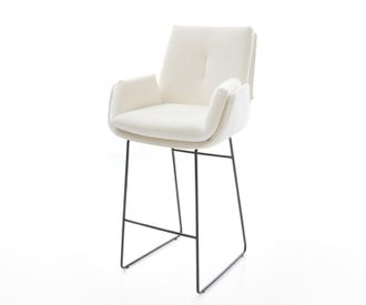 DELIFE Barstuhl Clea-Flex Boucl&eacute; Soft Beige Kufengestell Metall Schwarz, Barst&uuml;hle