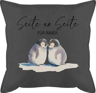 Shirtracer Kissen 50x50 - Seite an Seite für immer Pinguine Geschenk Paar Geschenke Valentinstag Pärchen Geschenke Weihnachten Paar Geschenk für Verliebte I Lieb