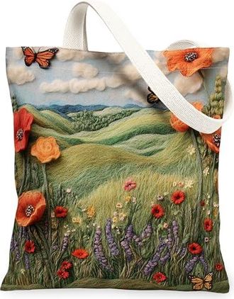 Generic Sac fourre-tout en toile pour le shopping 33 x 38 cm, sac d&eacute;picerie r&eacute;utilisable pour femme, motif floral, d&eacute;coration cadeau