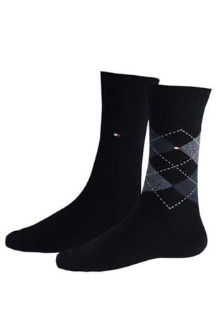 Tommy Hilfiger Femme Tommy Hilfiger Check Mens Socks (2 Pack) chaussettes Not Applicable, Noir, 39/42