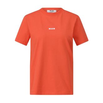 Msgm Msgm, Femme, Tops, Orange, Taille: 40 FR T-shirt en coton avec logo imprim&eacute;