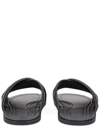 Fendi Logo-Embroidered Slides - Brown