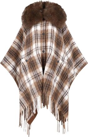 Moncler Plaid Wool Cape