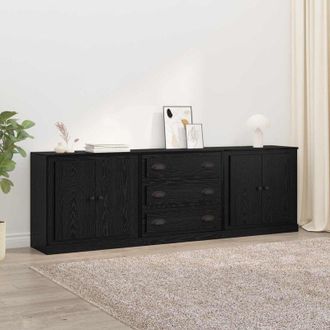 vidaXL vidaXL Buffets 3 pcs Ch&ecirc;ne noir 210 x 35,5 x 67,5 cm Bois ding&eacute;nierie