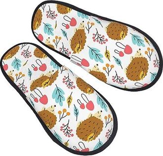 Generic Chaussures De Maison Motif Mignon De H&eacute;risson Et De Fleurs Duveteux Slippers Pour Femme Et Homme Shoes Camping Pantoufle Pour Chambre &Agrave; Coucher Spa M
