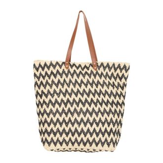 Ichi Ichi, Femme, Sacs, Noir, Taille: ONE Size Sac Noir Élégant avec Motif Tressé