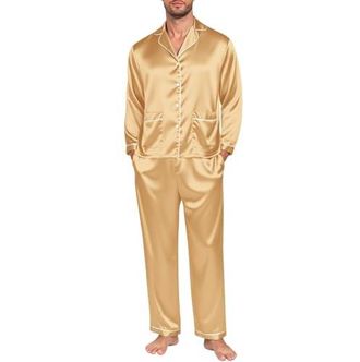 Generic Pyjama familial 2026 assorti pour les parents et les enfants, v&ecirc;tements de nuit en satin soyeux &agrave; manches longues, couleur pure, v&ecirc;tements de d&eacute;tente 