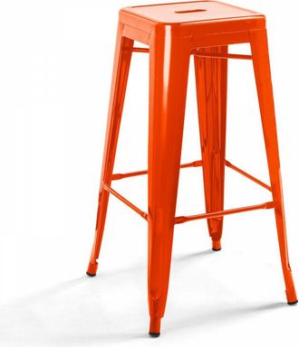 Oviala Tabouret de bar en m&eacute;tal brillant orange