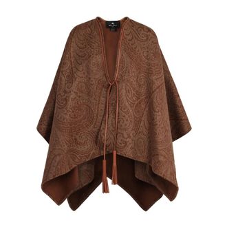 Etro Femme, Vestes, Brun, Taille: ONE Size Ch&acirc;le Doux en Tissu Double avec Motif Jacquard Paisley