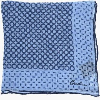 Corneliani Geometrical Patterned Linen Pocket Square size Unica