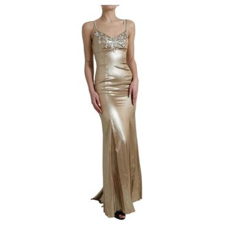 Dolce & Gabbana Abendkleid &auml;rmellos V-Ausschnitt Ballkleid - - Dresses - Damen - Gelb - S