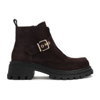 Kazar Femme, Chaussures, Brun, Taille: 36 EU Bottines Kazar en daim couleur chocolat noir sur semelle &eacute;paisse