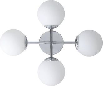 Eglo Deckenlampe Castrovido, Deckenleuchte mit vier Glaskugeln, Kugel Lampe Decke Wohnzimmer aus Metall in Chrom und Glas in Wei&szlig;, mit G9 Leuchtmittel, war