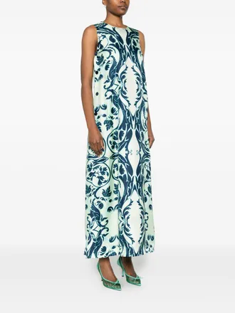 F.R.S. Baroque Floral-Printed Silk Dress - Cream