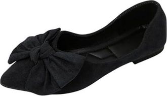 Generic Chaussures plates à bout pointu pour femme - Chaussures plates décontractées à enfiler avec noeud - Mocassins en daim léger à bout rond pour femme, No