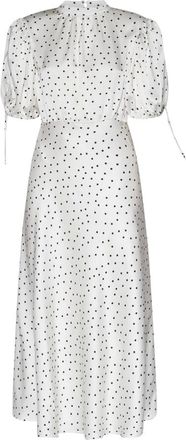 Silvian Heach Femme, Robes, Blanc, Taille: 38 FR Abito lungo motivo grafico e maniche voluminose