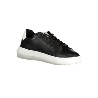 Calvin Klein Leather Logo Sneaker - Black