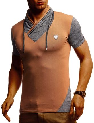 LEIF NELSON T-Shirt Herren Sommer Mit Kordelzug, Regul&auml;r Fit Mit Hohem Baumwolle-Anteil, Modisches M&auml;nner Kurzarm-Shirt, Stylisches Mens Shirt