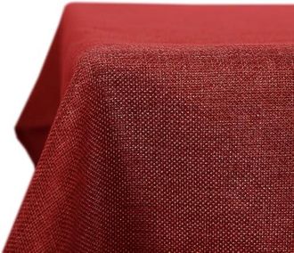 Deconovo Nappe Imperméable pour Table Rectangulaire Effet Lin 132x178cm Rouge