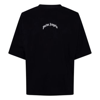 Palm Angels Homme, Tops, Noir, Taille: S T-Shirt Oversize Logo Classique