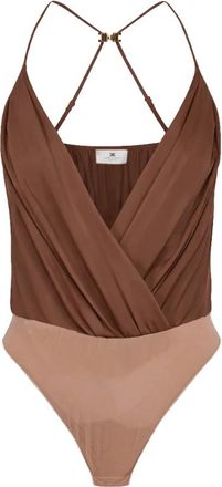 Elisabetta Franchi Femme, Tops, Brun, Taille: 38 FR Viscose Georgette Bodysuit