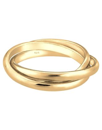 Elli Schlichter Ring in Goldoptik aus 925er-Sterlingsilber in dreifach verschlungener Optik-Goldfarben
