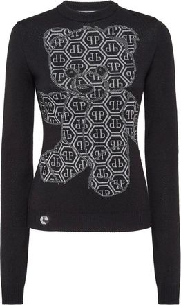 Philipp Plein Femme, Pulls, Noir, Taille: 38 FR Pullover Round Neck Love
