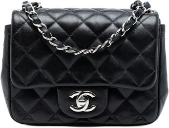 Chanel Hobo Bags - Mini Square Classic Lambskin Single Flap - Gr. unisize - in Schwarz - f&uuml;r Damen