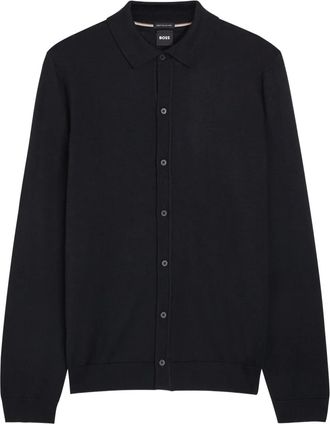 BOSS Helbert buttoned knitted shirt - Schwarz