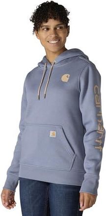 Carhartt Work in Progress Clarksburg Sweat-shirt à manches graphiques pour femme, Bleu marine clair délavé/taupe clair Hea, Small