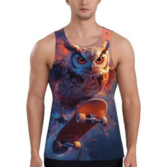 Generic D&eacute;bardeur respirant &agrave; s&eacute;chage rapide sans manches pour homme pour entra&icirc;nement &agrave; la plage S &agrave; 4XL, Skateboard hibou color&eacute; 1, 3XL