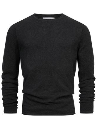 Kronstadt Herren KSPep Feinstrickpullover mit Rundhals-Ausschnitt | Strickpullover aus Baumwollmix Charcoal Mix, XL