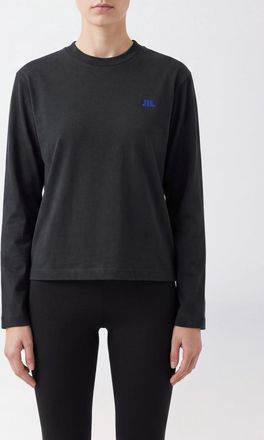Jil Sander T-shirt &agrave; manches longues en coton avec logo contrastant
