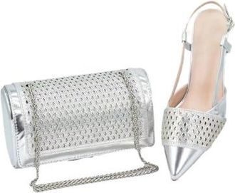 Generic Ensemble de chaussures et sac assorti pour femme avec strass pour fête de mariage, 3, 40.5 EU