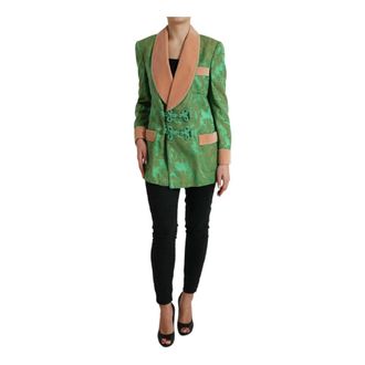Dolce & Gabbana Blumiger Doppelreihiger Mantel - - Jackets - Damen - Gr&uuml;n - S