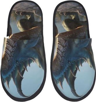 Generic Chaussures De Maison Dragon Bleu Sauvage Et Cool Pantoufle Chauds Pantoufles Pour Femme Et Homme Slippers Pour Chambre &Agrave; Coucher Spa F&ecirc;te M