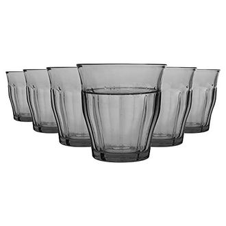 Duralex Collection Le Picardie|Verre &agrave; Eau,jus, Soda Couleur Gris 25 cl | Lot de 6 pi&egrave;ces | Verre Ultra r&eacute;sistant aux Rayures, Compatible Micro-Ondes et Lave-