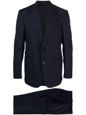 Tom Ford costume en laine &agrave; simple boutonnage - Bleu
