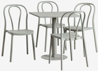 Sklum Sklum - Set aus quadratischem Tisch 70 x 70 cm und 4 Gartenst&uuml;hlen Mizzi Gr&uuml;n Caqui