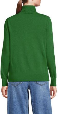 Lands End Feinstrick-Rollkragenpullover aus Baumwolle, Damen, Gr&ouml;&szlig;e:44-46 regular, Gr&uuml;n, Baumwolle, by Lands End