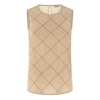 PESERICO Femme, Tops, Beige, Taille: 42 FR Haut en Crêpe de Chine de Soie