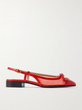 Valentino Garavani Ballerines &Agrave; Brides Arri&egrave;re En Cuir Et En R&eacute;sille &Agrave; Houppes Valet Du Roi - Rouge