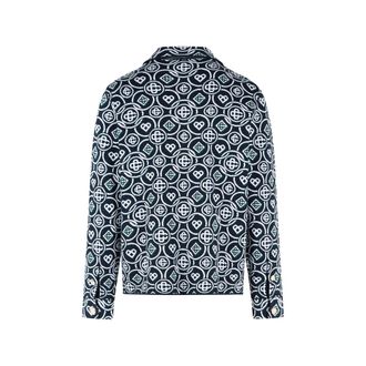 Casablanca Mens Monogram Print Cotton Shirt Blue-White Blue/white
