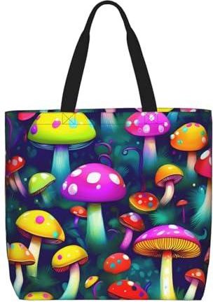 Generic Art Des Champignons Lumineux Sac Fourre-Tout Imperm&eacute;able Tote Bag R&eacute;utilisable Sac A Main Femme Pour Travail Voyage Shopping