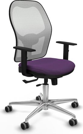 Piqueras y Crespo Jorquera Schreibtischstuhl mit 1D-Armen, h&ouml;henverstellbare Lendenwirbelst&uuml;tze, ausgestattet mit Syncro/Traslack und injiziertem Schaumstoff, Wei&szlig;/Viol