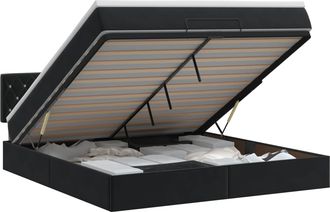vidaXL Letto Ottomano Con Materasso Nero 140 X 200 Cm Velluto Vidaxl