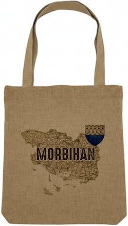 Fabulous Sac Shopping Tote Bag Aspect Lin - Morbihan 56 D&eacute;partement Vannes Carte Ancienne Bretagne - Sac de Courses Toile Epaisse 360g Beige Naturel Cabas Port