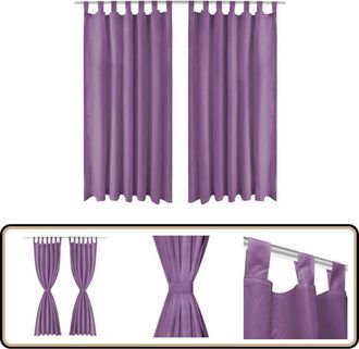 vidaXL Vorh&auml;nge Mikro-Satin 2 Stk. mit Schlaufen 140&times;225 cm Lila - Fensterdekoration - Vorh&auml;nge - Wohnaccessoires - Lila Vorh&auml;nge - Satin Vorh&auml;nge
