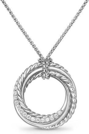 David Yurman collier Crossover Pendant pav&eacute; de diamants - Argent