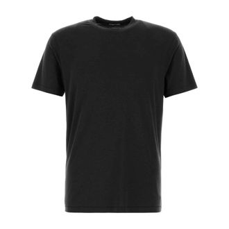 Tom Ford Lyocell Baumwolle Rundhals T-Shirt - - Tops - Herren - Schwarzk - L